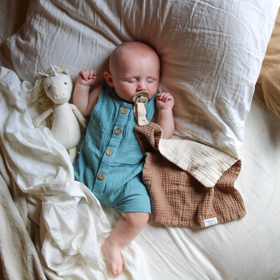 2 Tone ECRU and CAMEL Pacifier Lovey // 4 Layers / Burp Cloth - Etsy