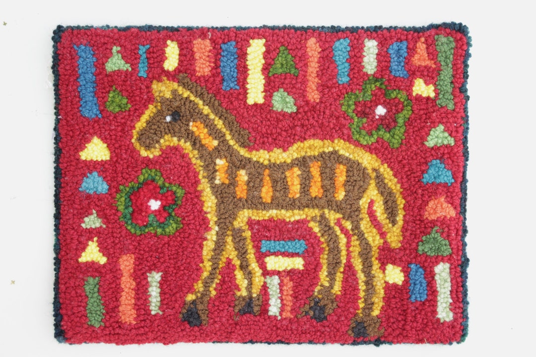 Vintage Colourful Horse Latch Hooked Rug Wall Hanging #42 - Etsy