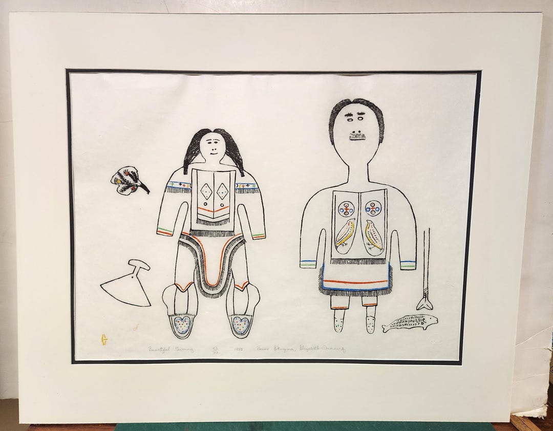 Ltd. Ed. "beautiful Sewing" Canadian Inuit Stonecut & Stencil Art Print ...