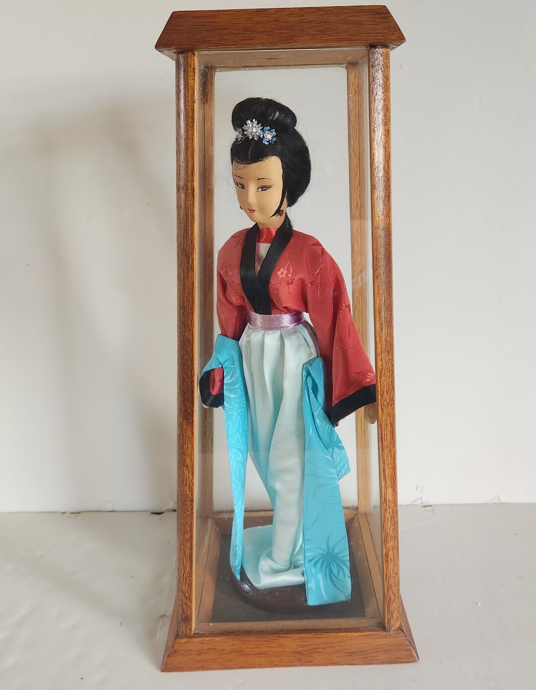 Vintage 14 Tall Made in Japan Cloth Geisha Doll in Glass - Etsy