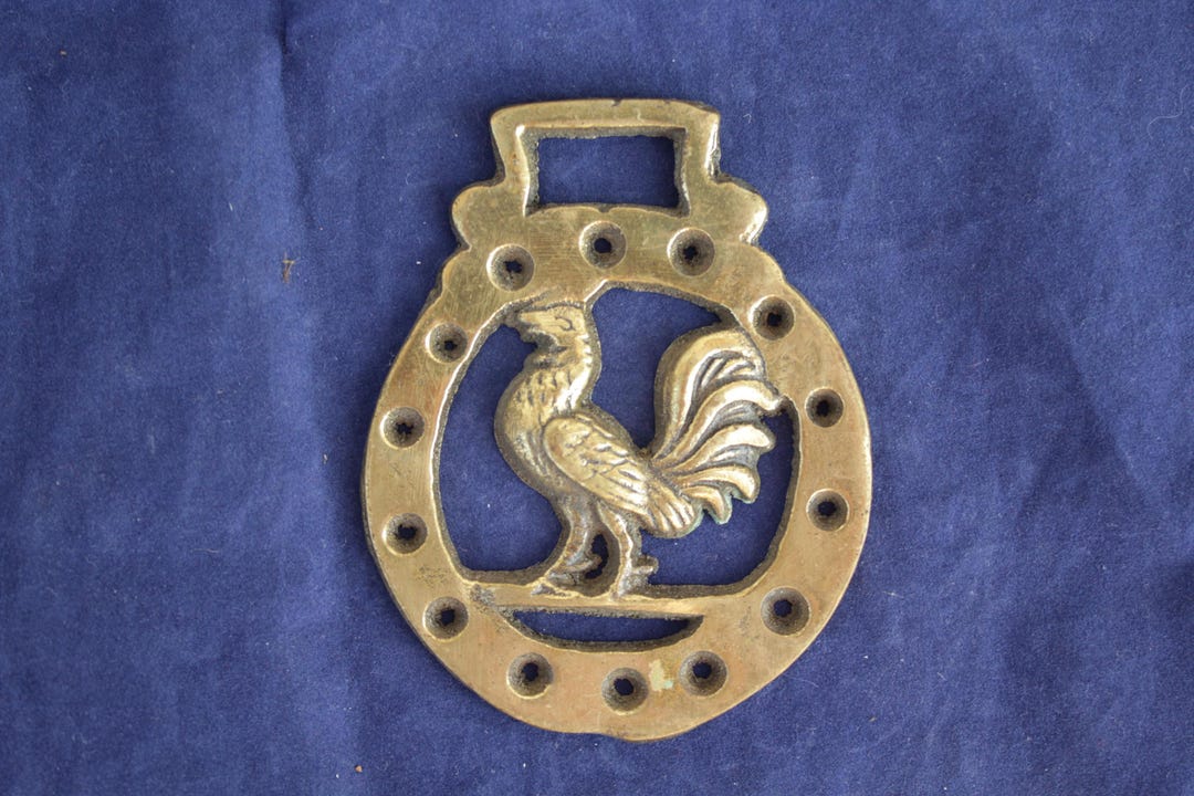 Vintage Brass Horse Medallion - English Cock Rooster - Etsy