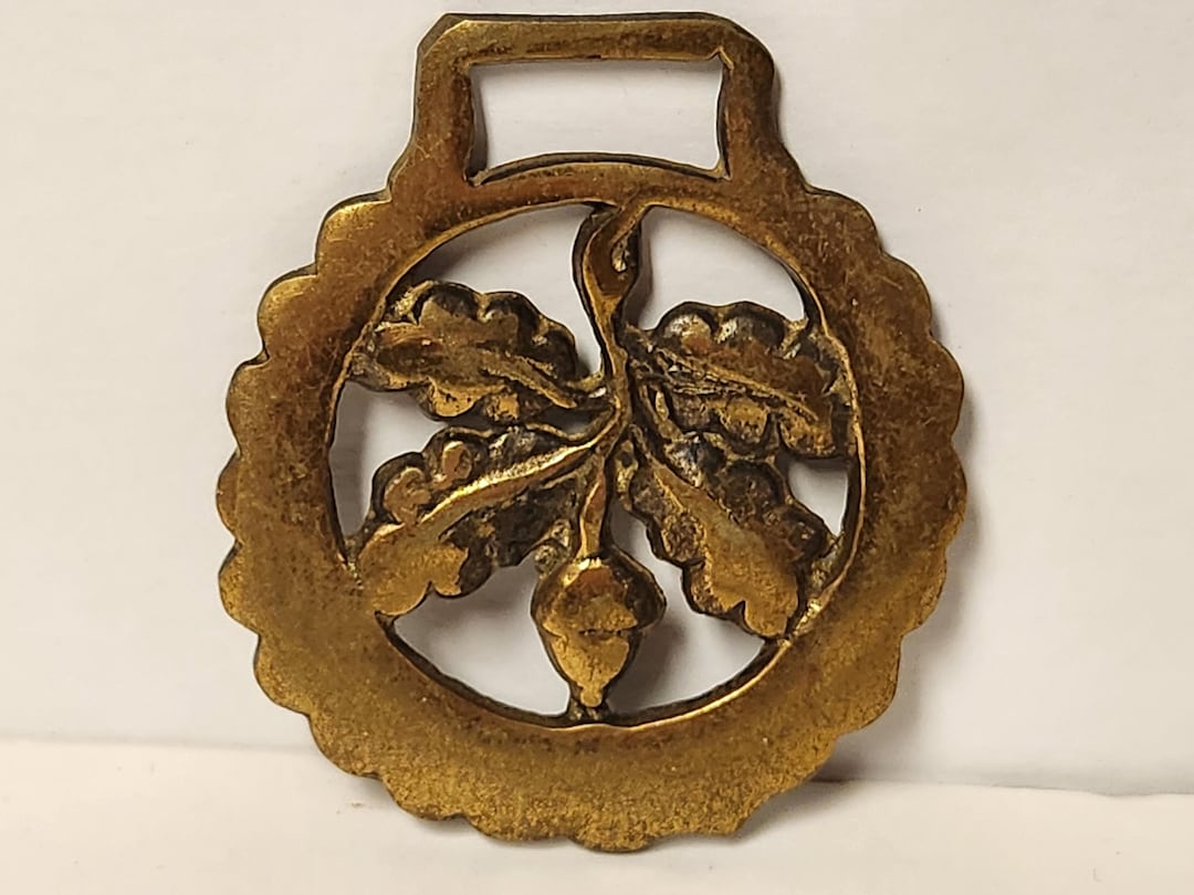 Vintage Brass Horse Medallion Oak Leaf With Acorn - Etsy