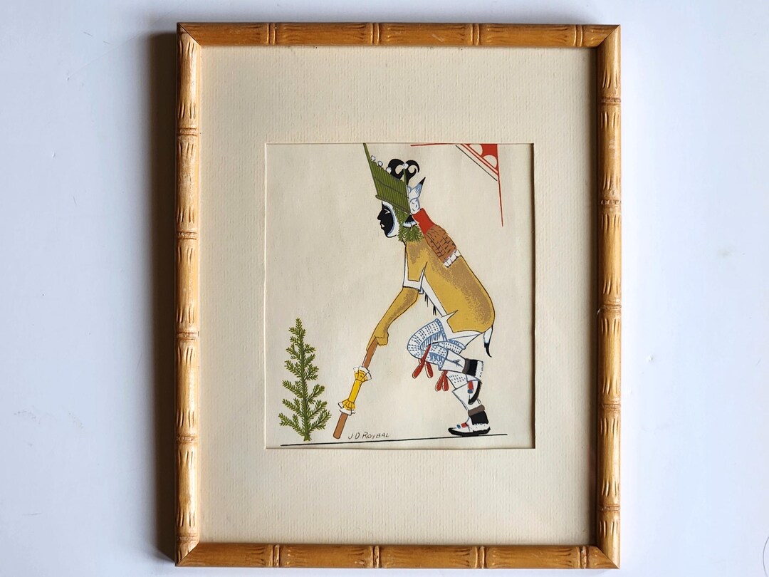 Vintage Navajo Green Mask Dancer Silkscreen Print by Jose D. Roybal ...
