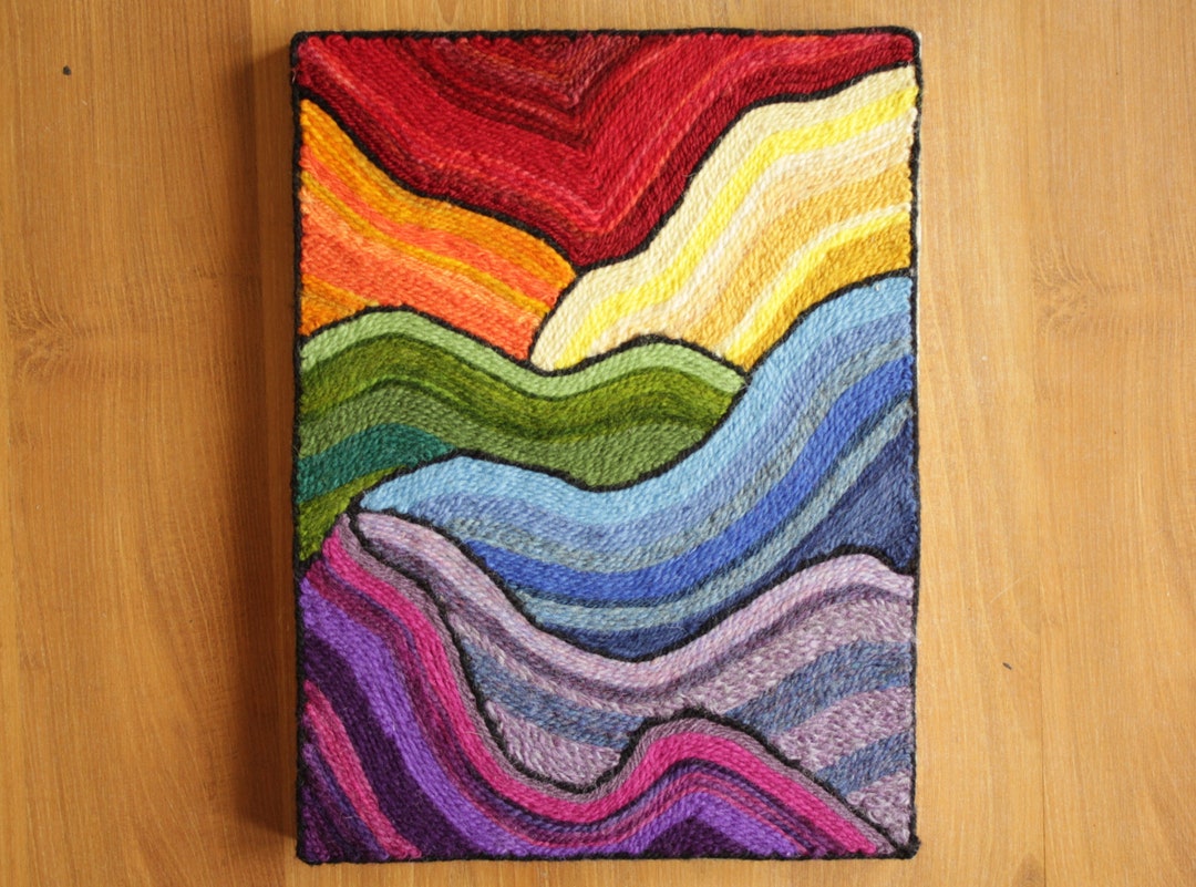 Hand-crafted "an Abstract Colour Wheel" Abstract Yarn Painting by Len ...
