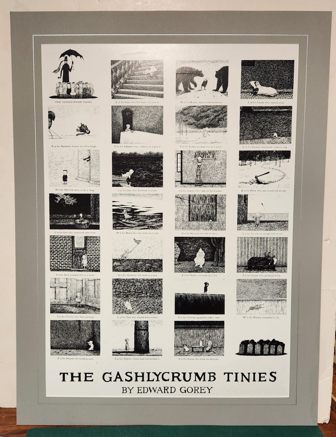 The Gashlycrumb Tinies Macabre Alphabet Comic Poster by Edward Gorey 1925 2000 - Etsy