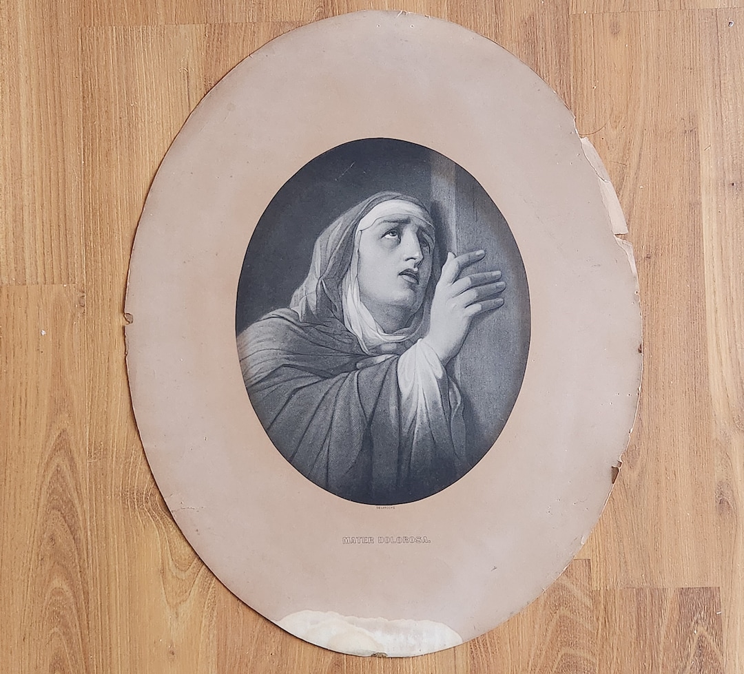 Antique mater Dolorosa Virgin Mary by Delaroche Engraving Print - Etsy