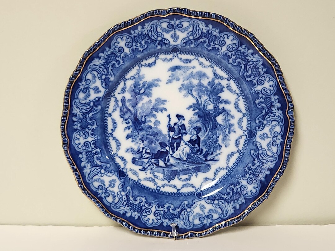 Antique Doulton Burslem Watteau Pattern Gold Accented Flow Blue ...