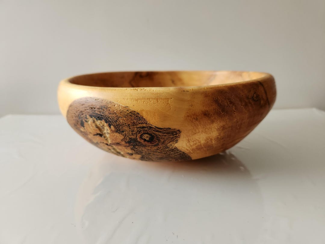 Hand Carved Spalted Poplar Wood Bowl Signed by Canadian Carver J. Hill ...