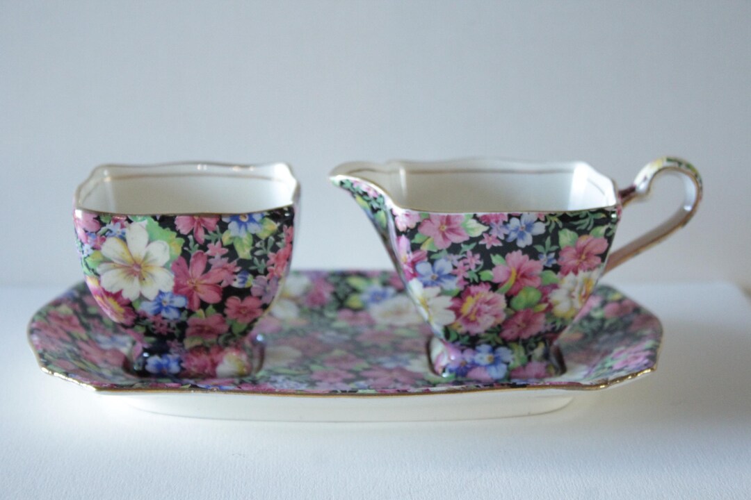 Royal Winton Grimwades "florence" Chintz Pattern Creamer, Sugar Bowl ...