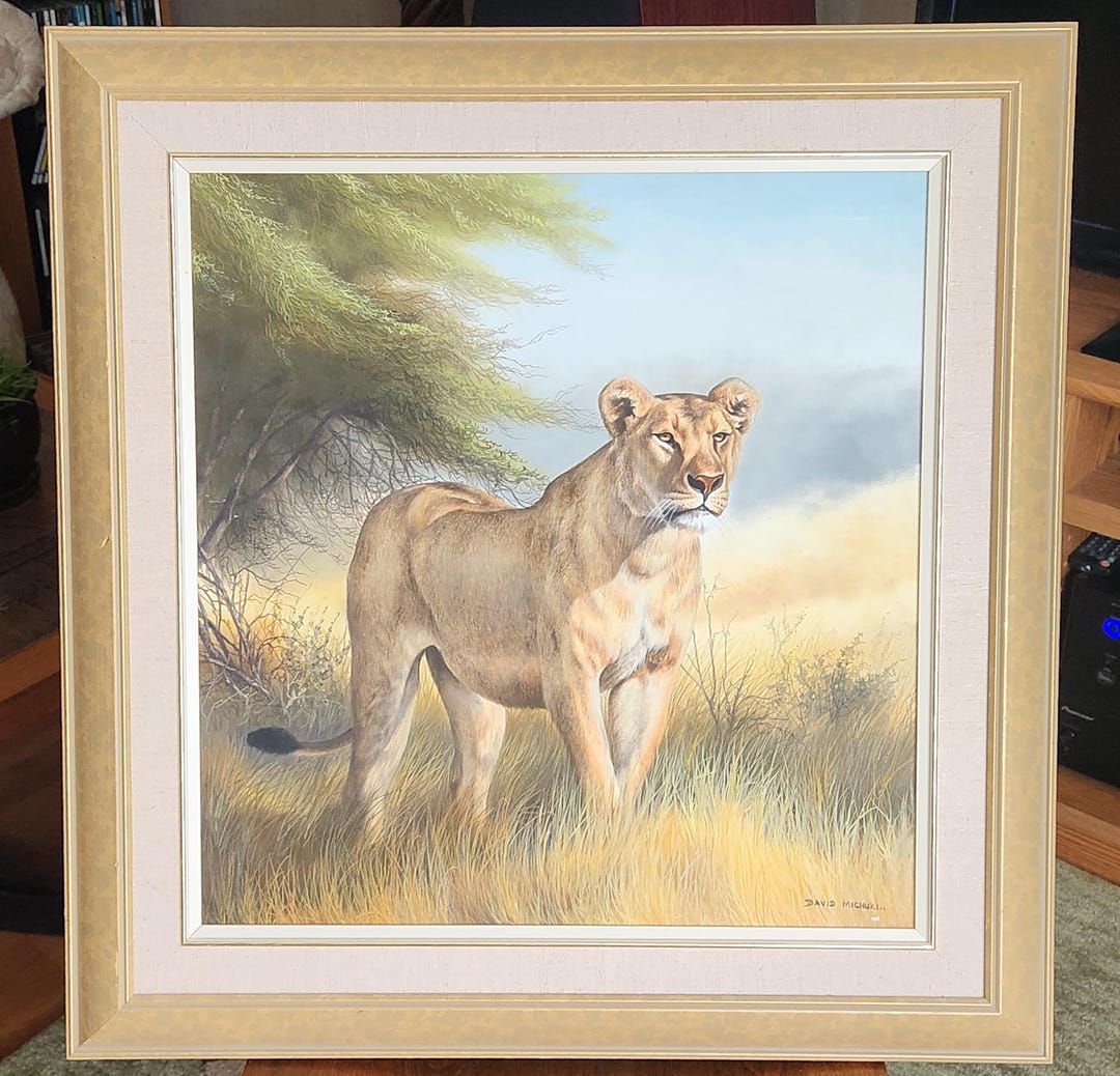 Large "lioness, the Hunter" Oil Painting by Kenyan David Michuki - Etsy