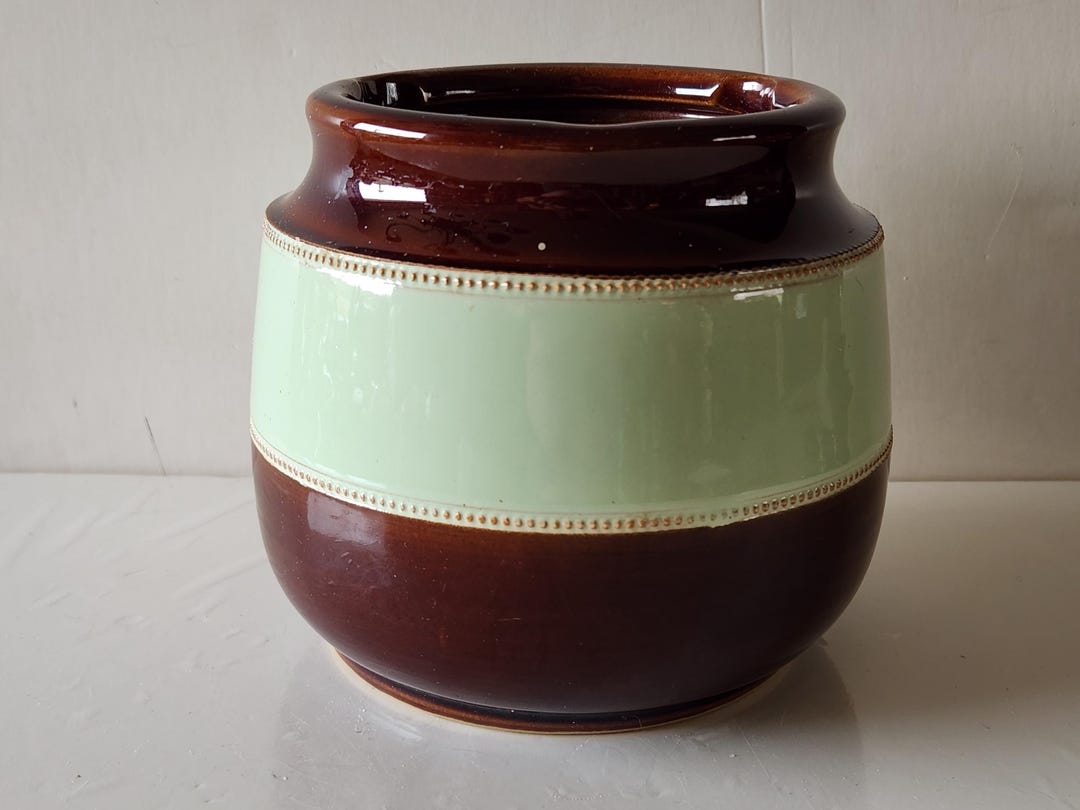Vintage Green Banded Brown Aonian England Tobacco Jar Humidor - Etsy