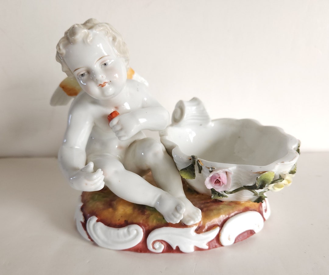 Antique Meissen Johansen Roth (1860-1890) Porcelain Putto Cherub Bowl ...