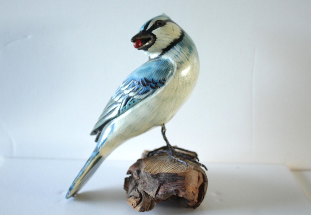 Hand Painted Canadian Blue Jay Bird Wood Carving Not Signed - Etsy
