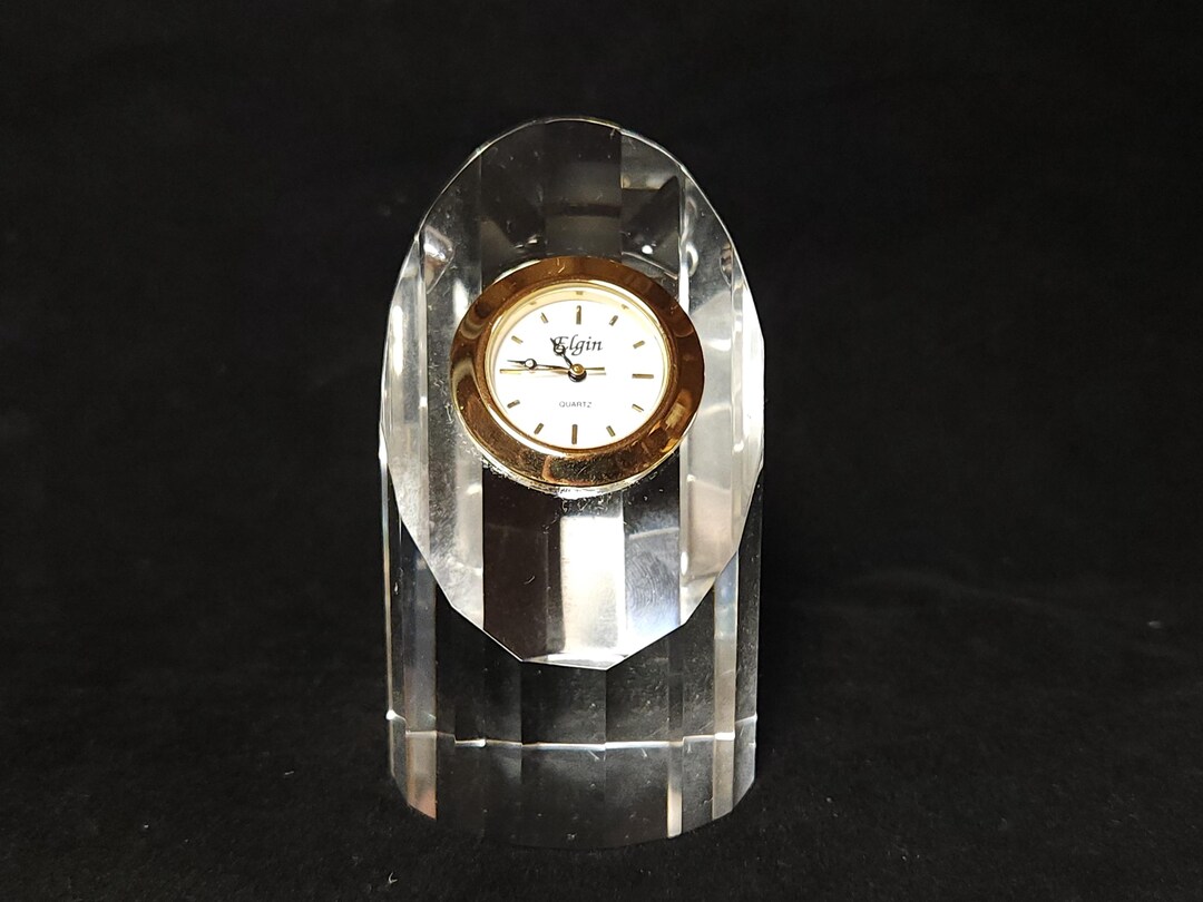 Miniature Figural Crystal Slanted Column Shaped Clock - Etsy