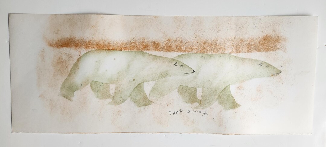 Original Vintage 2006 Polar Bears Inuit Stencil Art Pencil Signed in ...