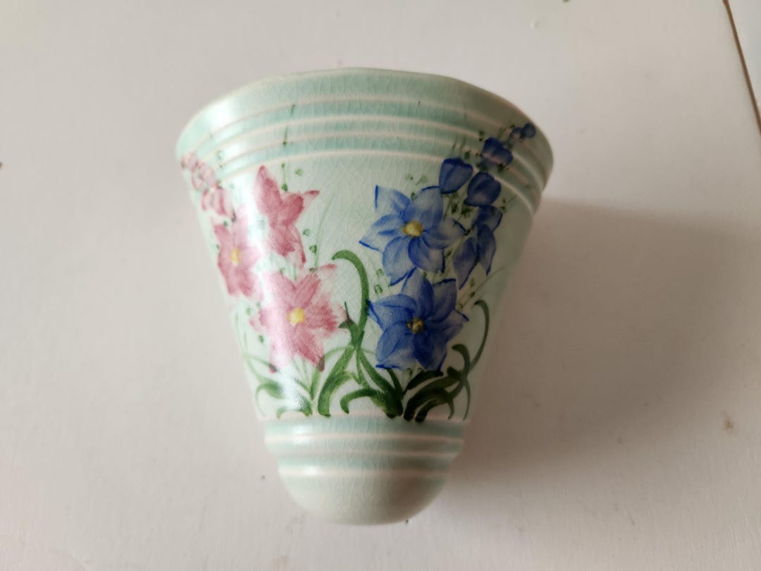 Vintage Hand Painted Blue & Pink Flowered Radford Ware Porcelain Wall ...