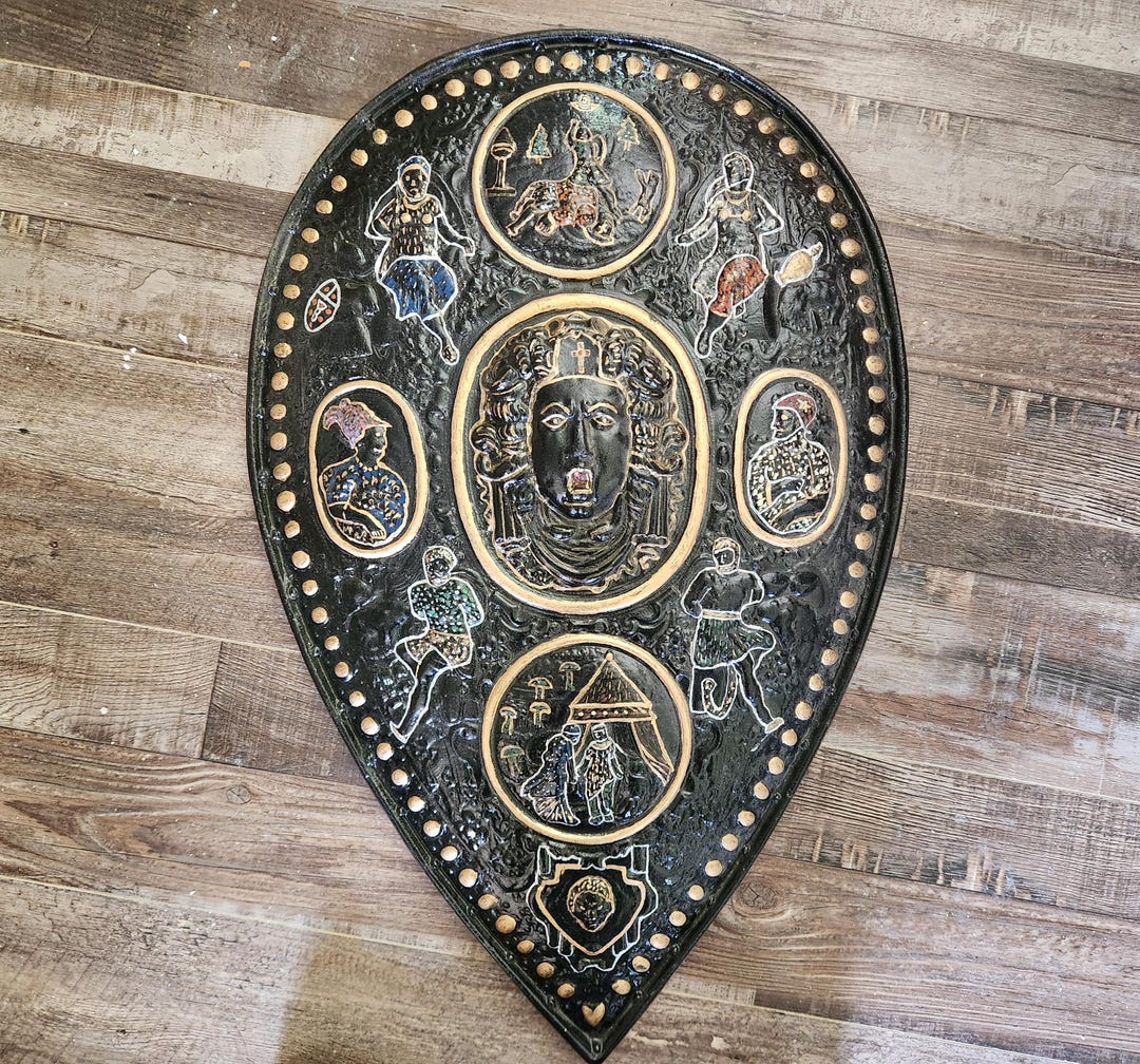Decorative Painted Cast Metal Renaissance Era Athena Medusa Teardrop ...