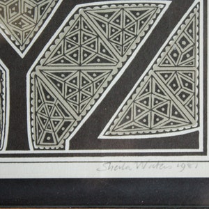 Decorated Alphabet Calligraphy Pencil Signed by British Artist Sheila ...