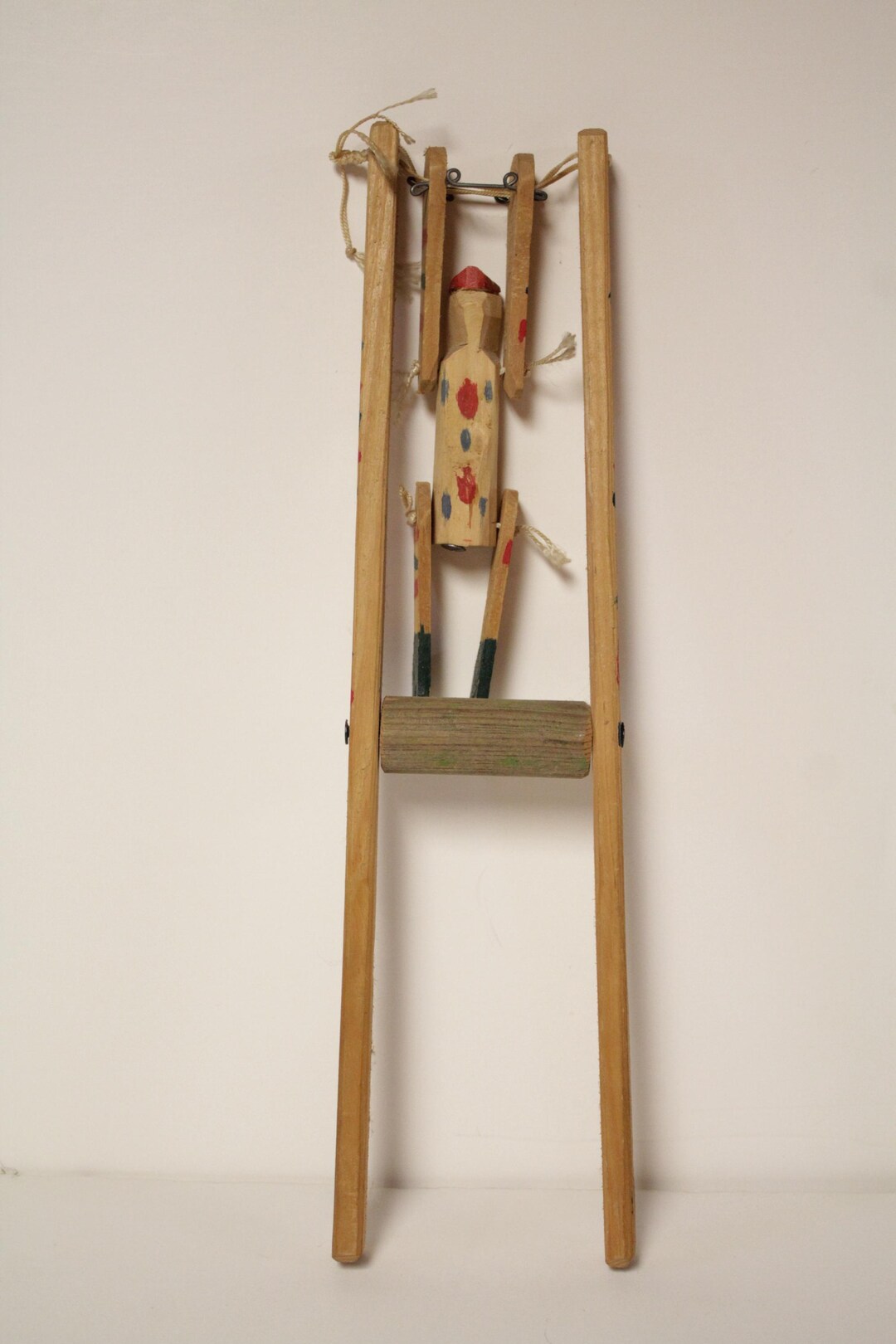 Vintage Carved Wood Acrobatic Clown Squeeze Toy - Etsy