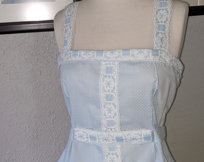 1970's Pretty Prairie Core Blue Dotted Swiss Camisole Top Handmade W ...