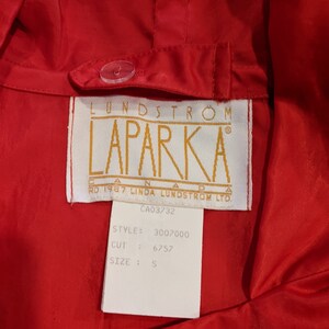 LAPARKA by Linda Lundstrom 80's Oversize Rain Coat Size Small Red MOD ...