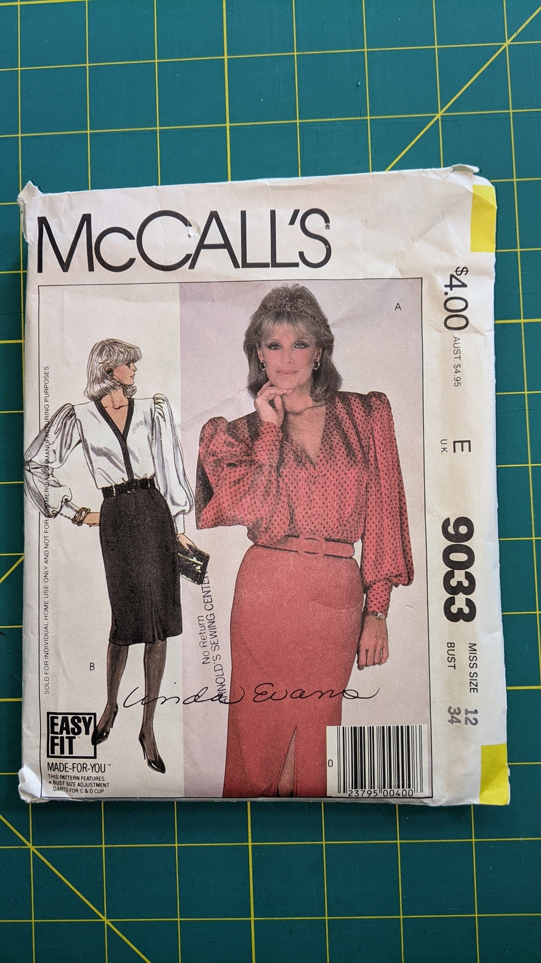 1984 Fashion Linda Evans Blouse & Skirt Sewing Pattern Mccalls #9033 ...