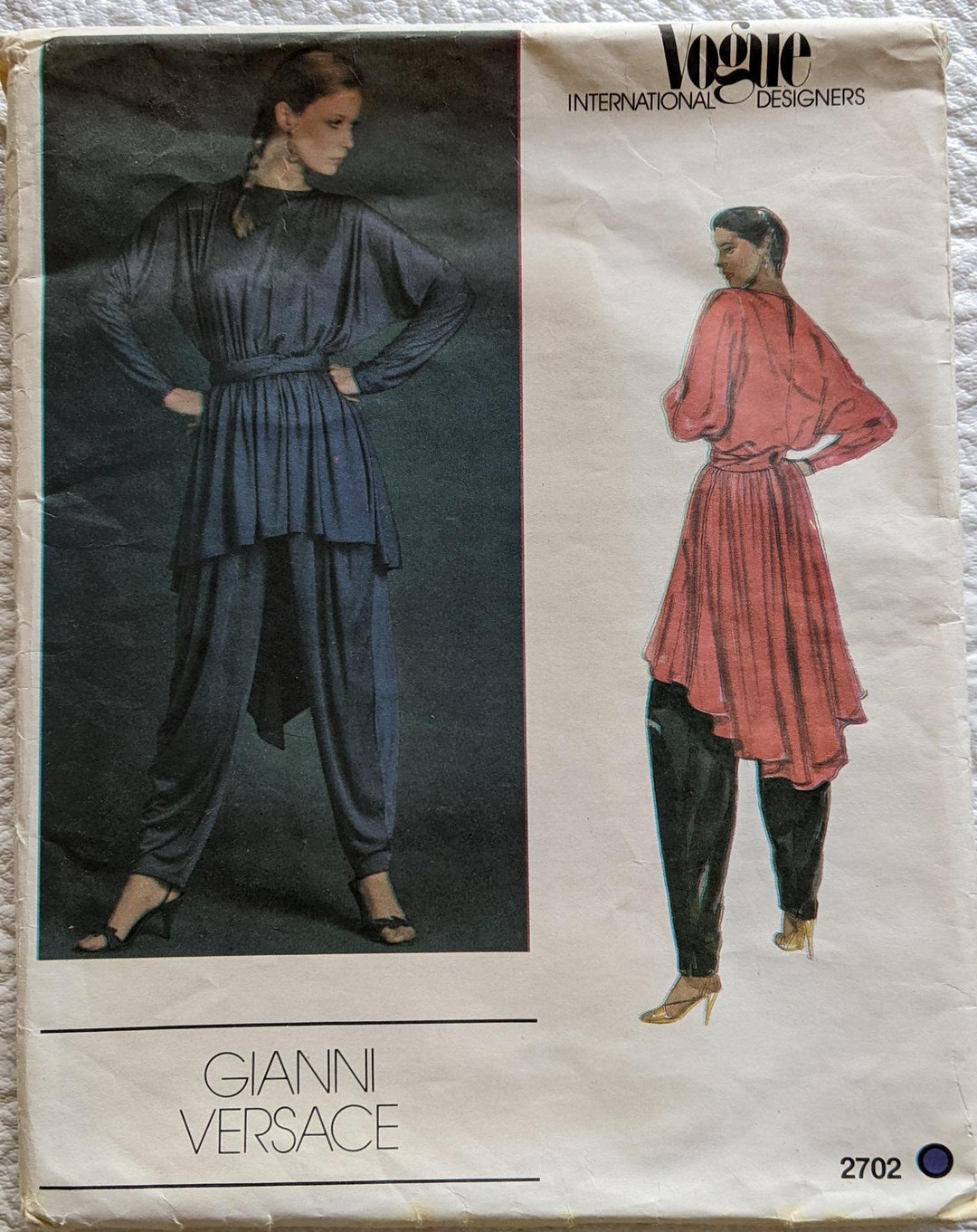 Gianni Versace Vogue Sewing Pattern #2702 Misses Tunic, Sash & Pants ...