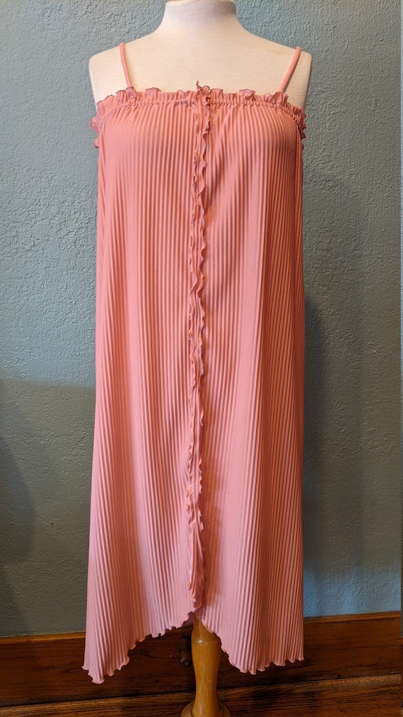 1970's Pleated Polyester Sundress & Matching Shoulder | Etsy