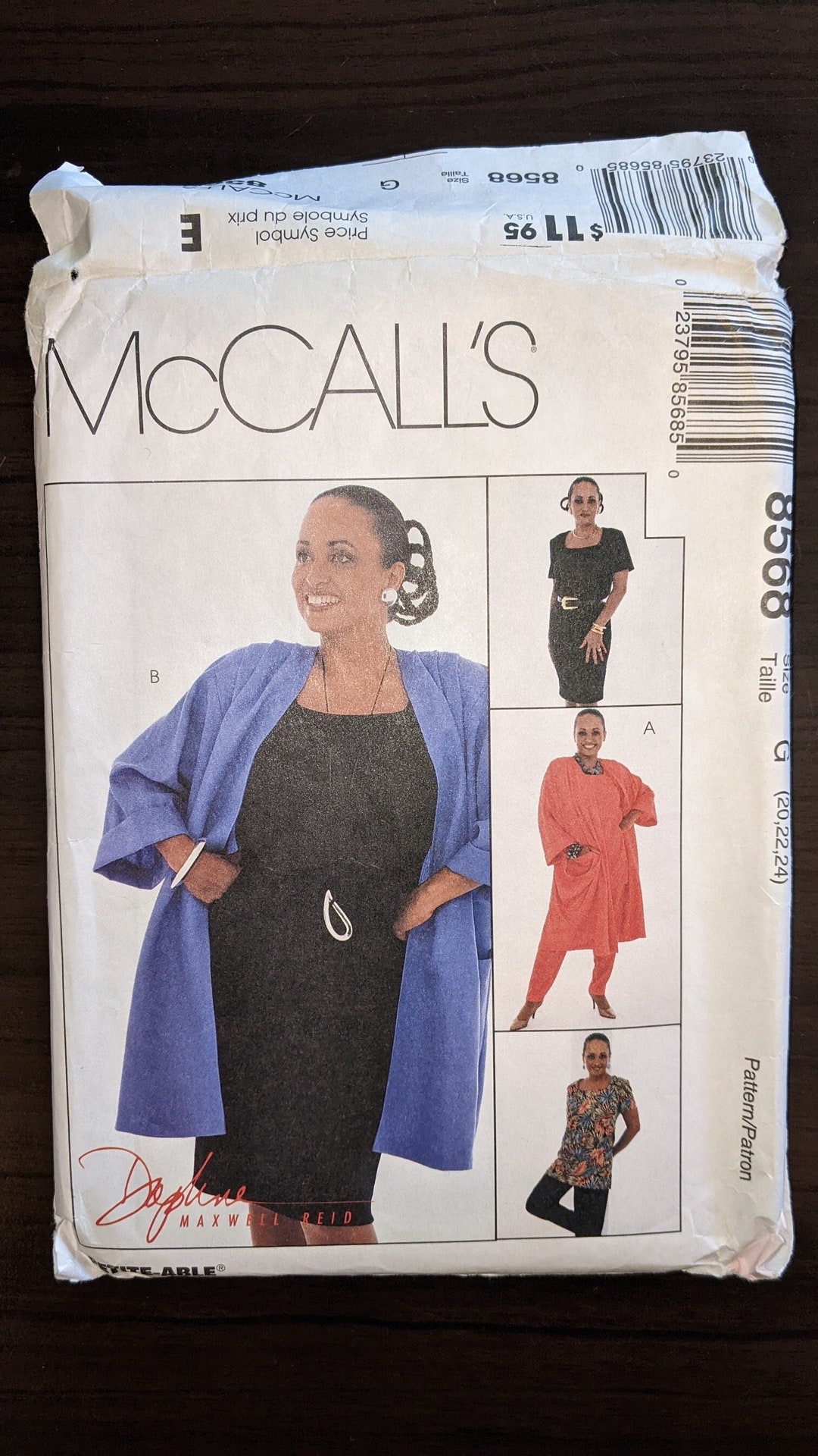 Daphne Maxwell Reid Mccalls Sewing Pattern #8568 Size 20,22,24 Uncut ...