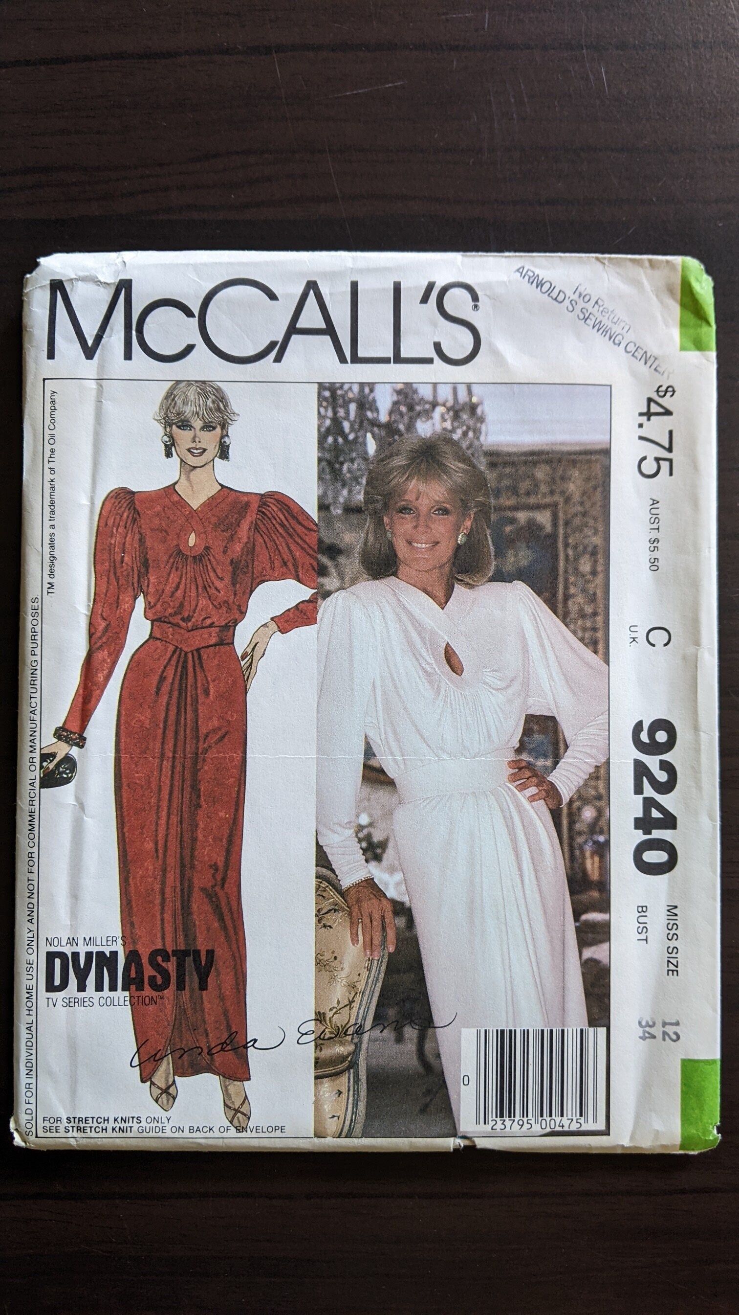 Nolan Millers Dynasty Collection Sewing Pattern #9240 Misses Dress ...
