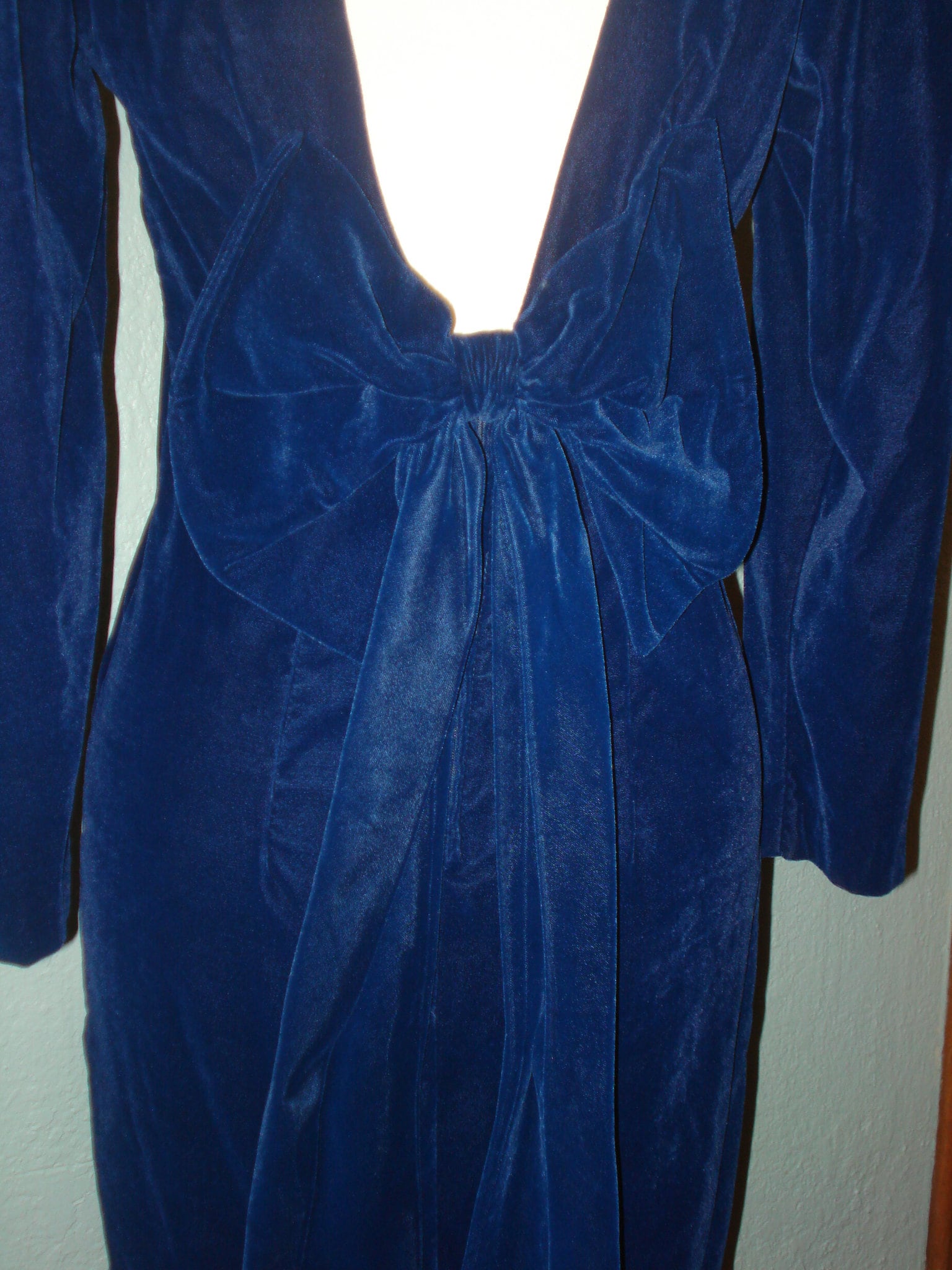 80's Dark Blue Velour Midi Dress by Pellini After 5 Size 7/8 Open Back ...