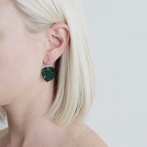Tortoise Shell Monstera Drop Earrings - Etsy