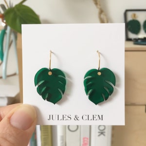 Tortoise Shell Monstera Drop Earrings - Etsy