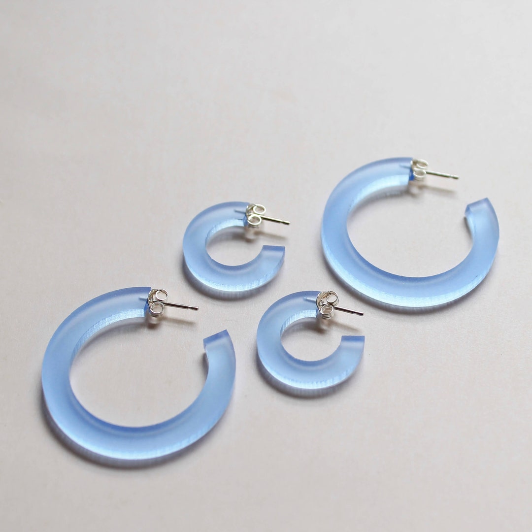 Pale Blue Hoops Earrings - Lasercut Perspex/acrylic - Etsy