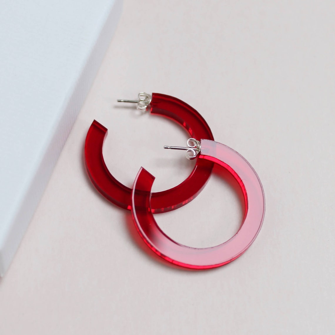 Red Hoop Earring Lasercut Perspex Translucent Red | Etsy Red Hoop Earring Lasercut Perspex Translucent Red | Etsy