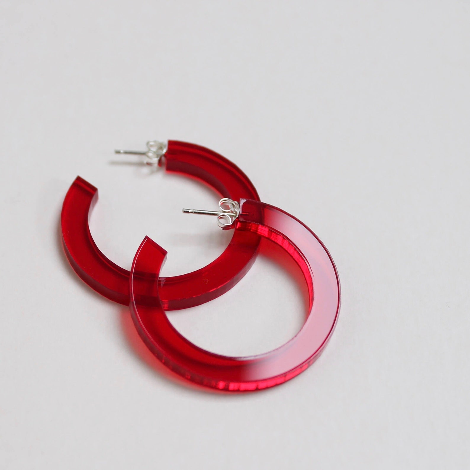 Red Hoop Earring Lasercut Perspex Translucent Red | Etsy Red Hoop Earring Lasercut Perspex Translucent Red | Etsy