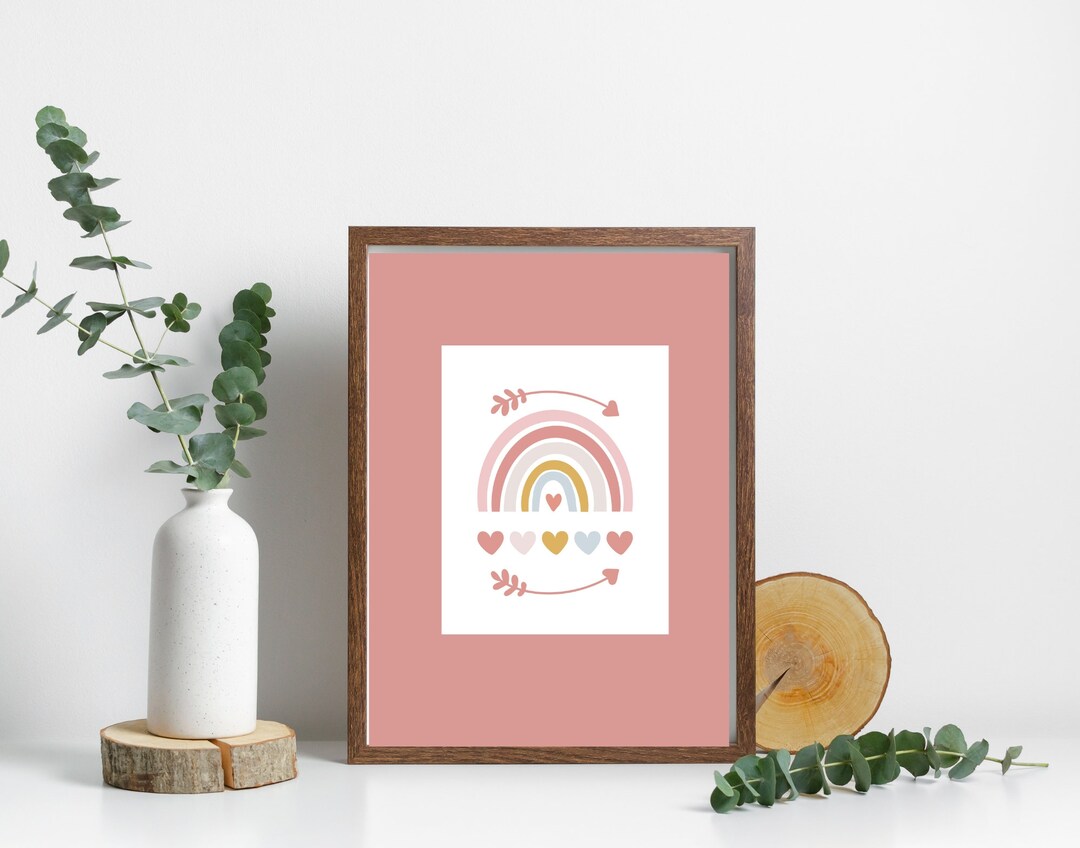 Boho Rainbow Hearts Print: Valentine's Day Wall Art (digital Download ...