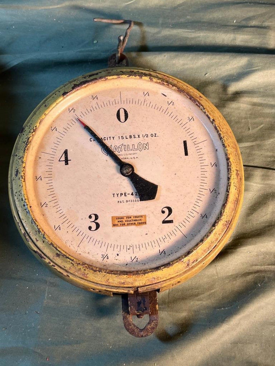 Vintage Chatillon Metal Country Farm Store Painted 15LB Produce Hanging ...