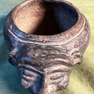 Tribal Art Ethnic Pottery Handled Face Mug Cup Pitcher Figural Latin ...