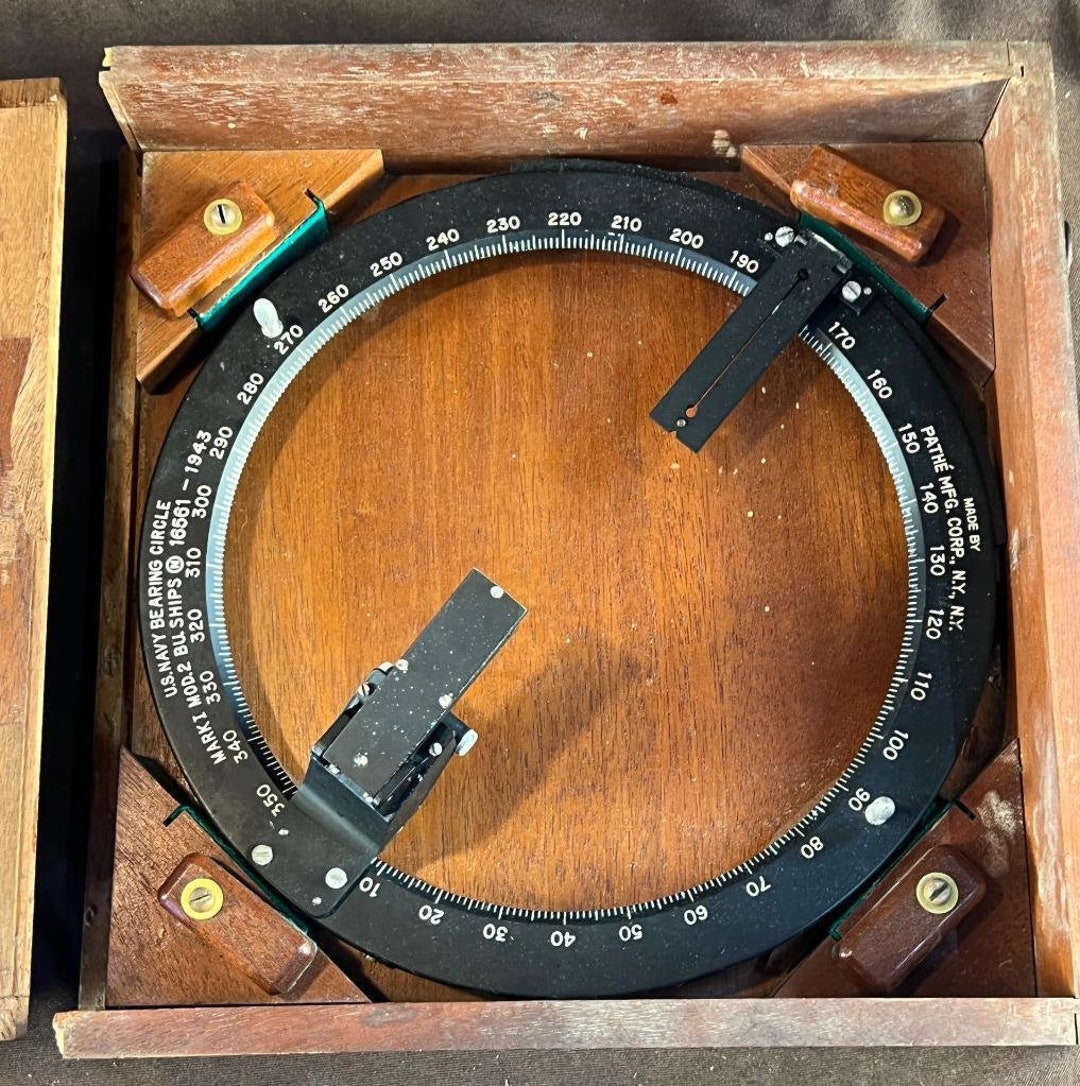 Wwii U.S. Navy 1942 Bureau of Ships Bearing Circle in Case Nautical ...