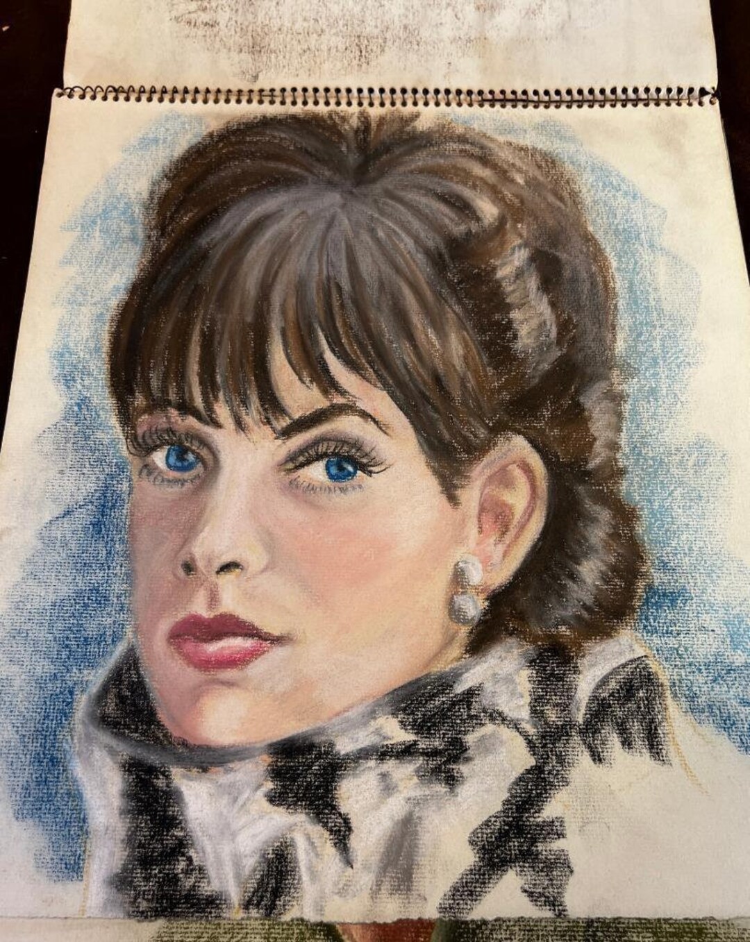 Vintage Group Lot of Pastel Portrait Art Drawing Man Woman Mid Century ...
