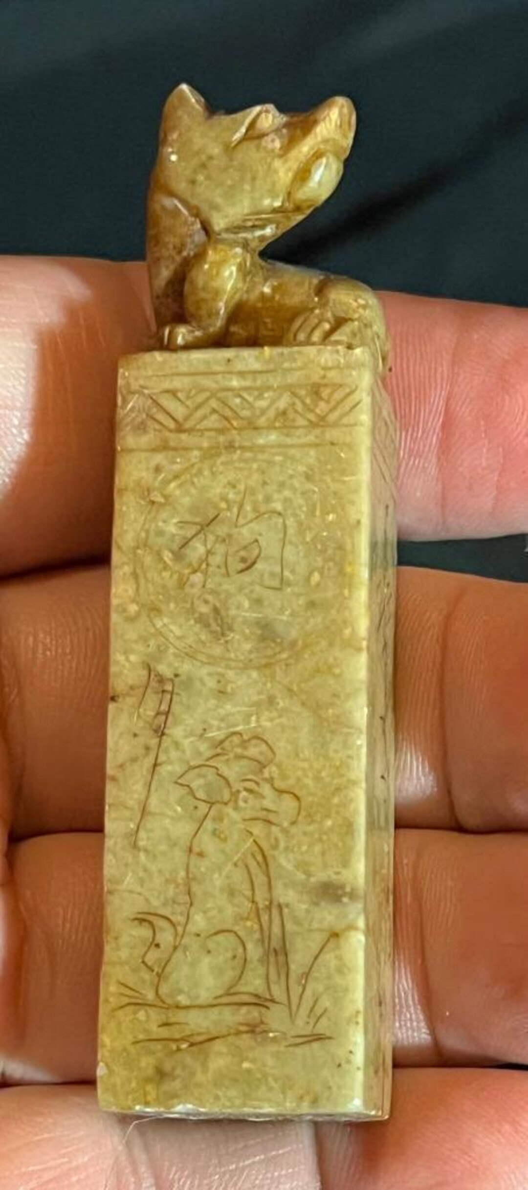 Old Vintage Asian Carved Soapstone Chinese Chop Mark Block Stamp ...