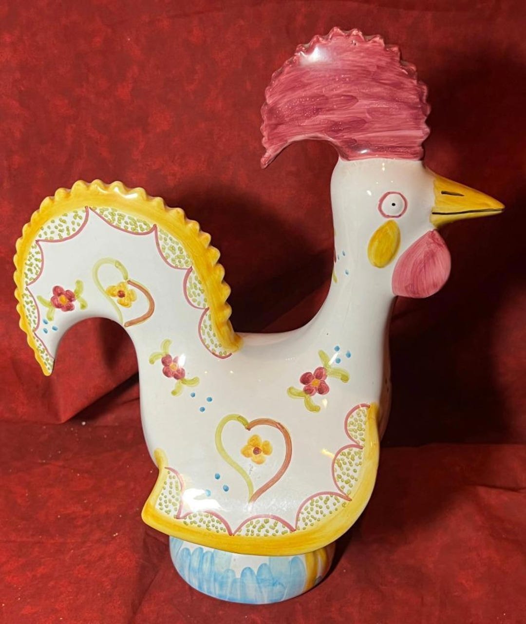 Nora Fenton Art Pottery Hand Painted Faince Majolica Rooster Chicken ...