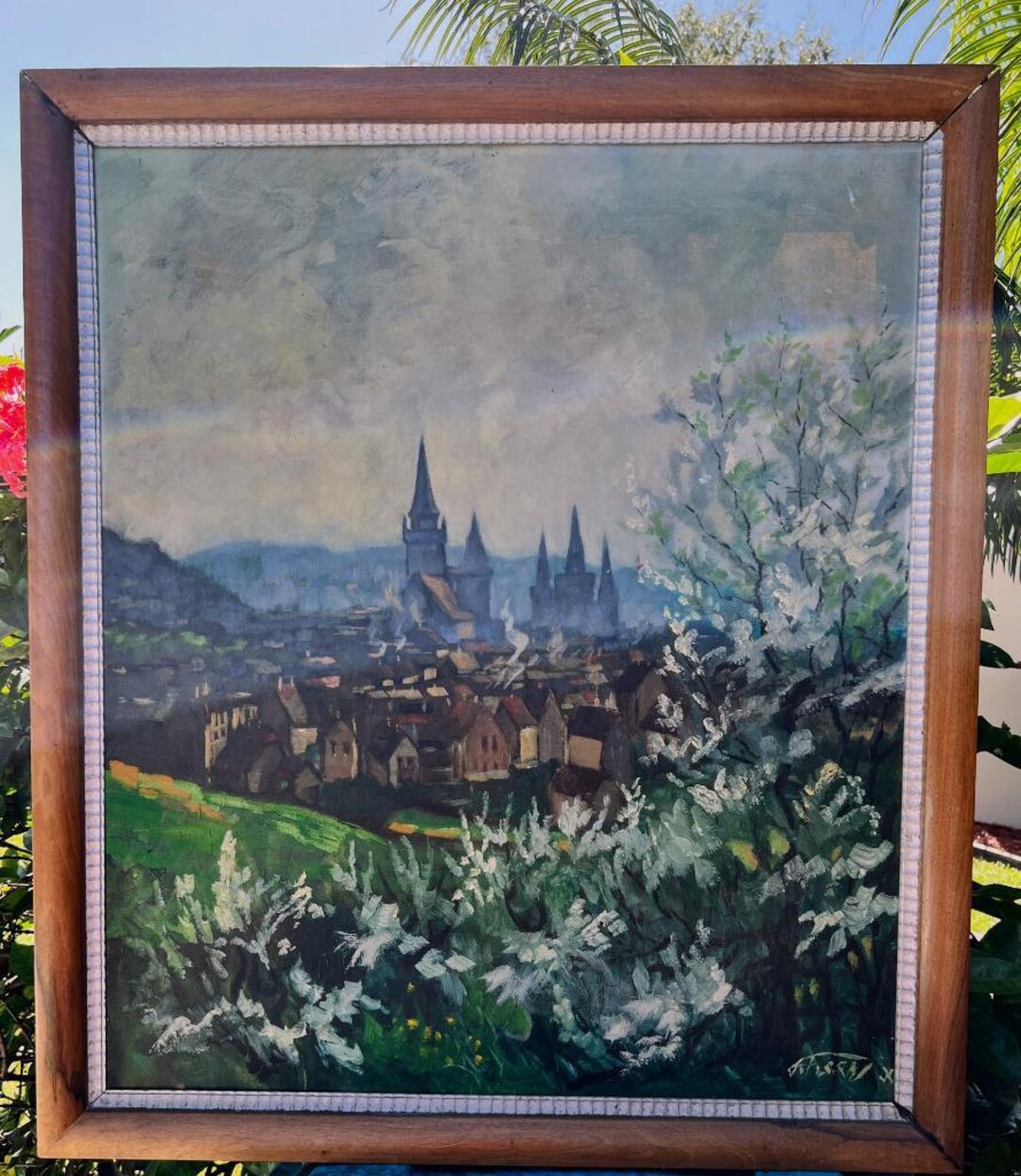 Antique Oil Painting Landscape Gottfried Scheer Signed Original Ansbach ...