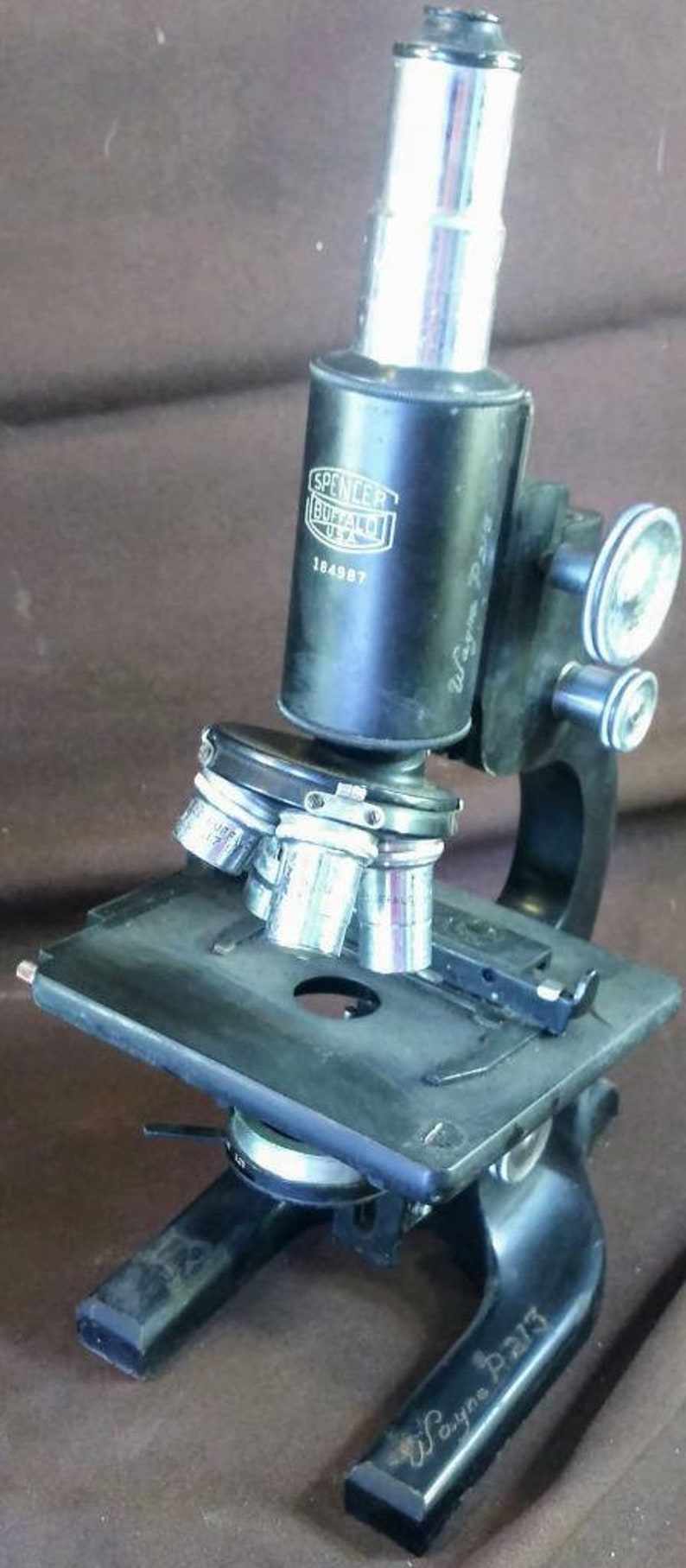 Vintage Old Spencer Metal Cast Iron Microscope Scientific - Etsy