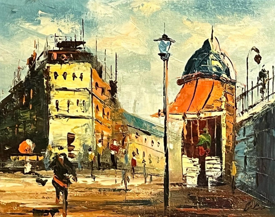Vintage Artist Signed Landscape Oil Painting Paris France Cityscape Art ...