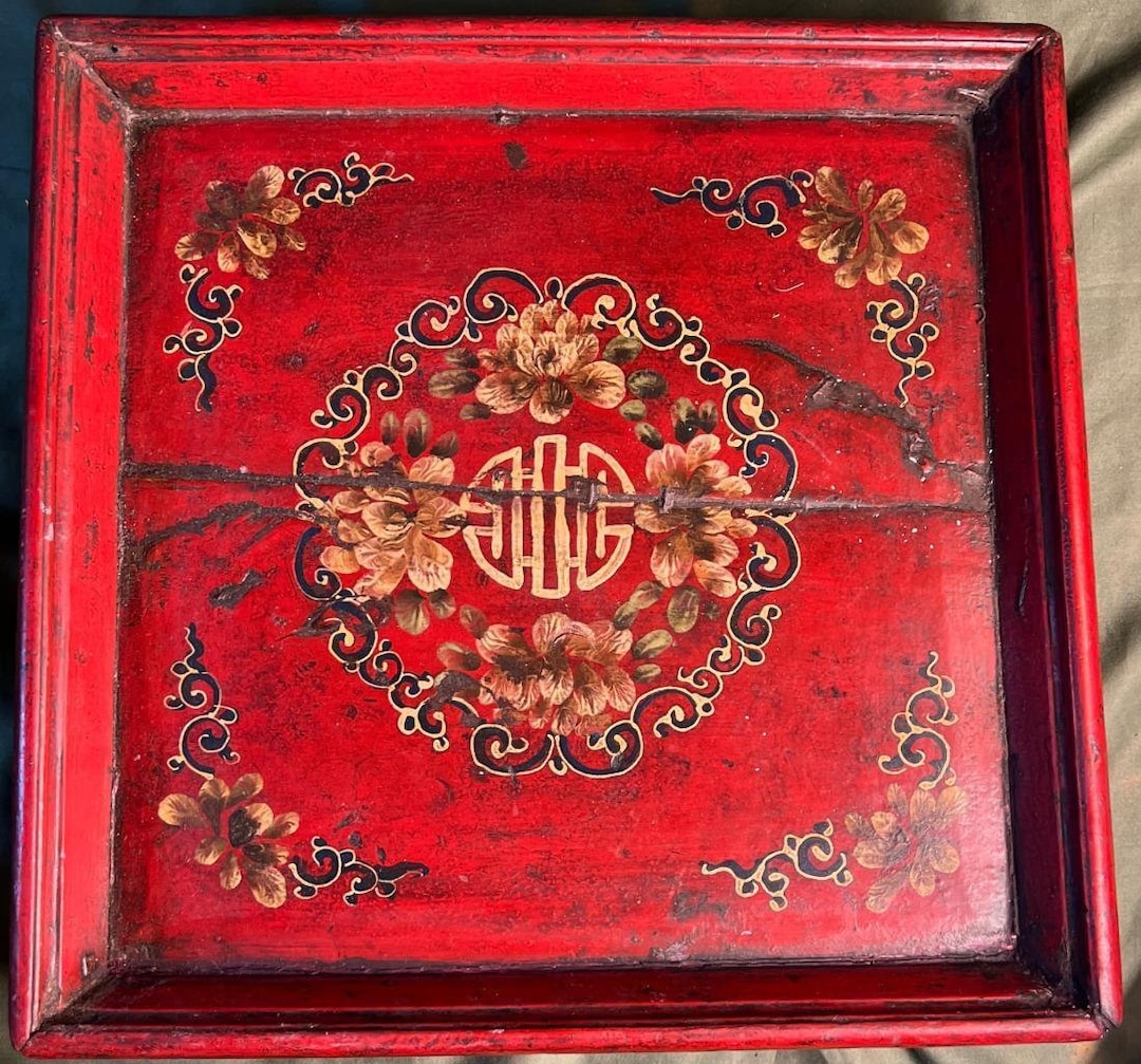 Antique Asain Art Oil Painting Floral Decorated Chinese Wood - Etsy