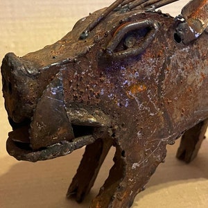 Vintage Metal Pig Art Sculpture Statue Razorback Pig or Wild Boar ...