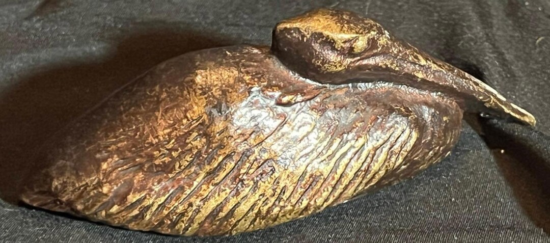 Scott NELLES Cast Metal Bronze Art Sculpture Bird Pelican Paperweight ...