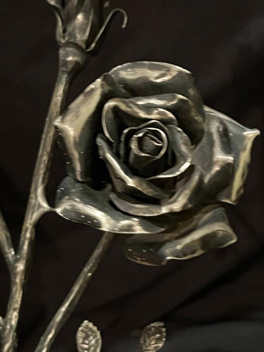 Hand Forged Metal Rose Roses Flowers Leaves Stem Thorns Floral Art ...